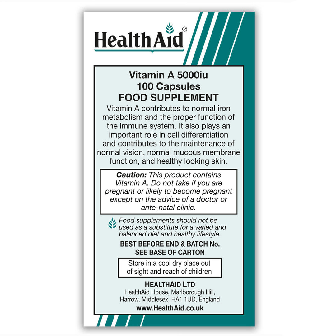 Vitamin A 5000iu Capsules – HealthAid®