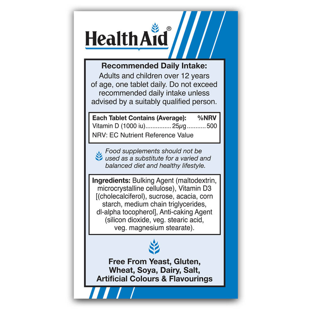 Vitamin D3 1000iu Tablets – HealthAid®