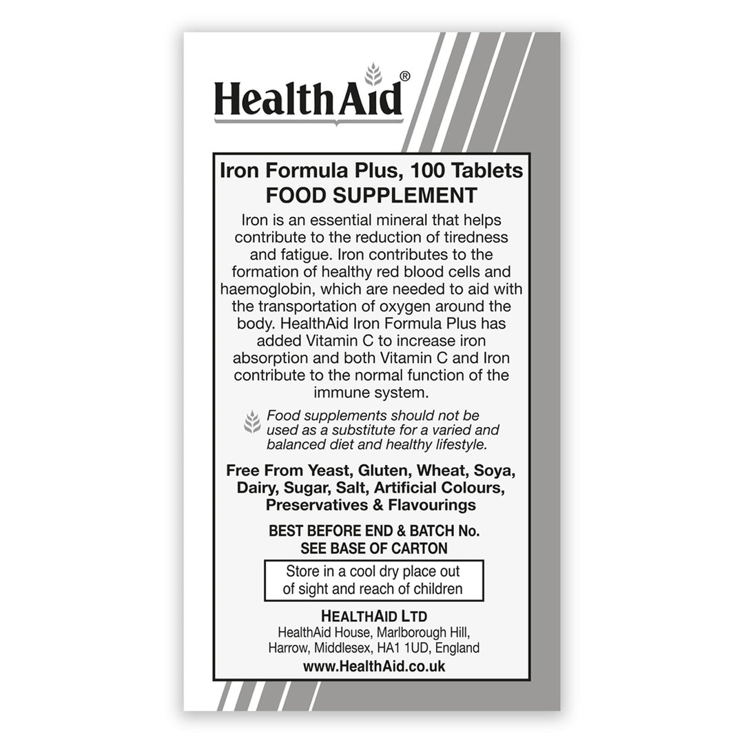 Iron Formula Plus Tablets, Anaemia, Energy | HealthAid – HealthAid®