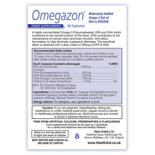 Omegazon (Omega 3 Fish Oil) Capsules – HealthAid®