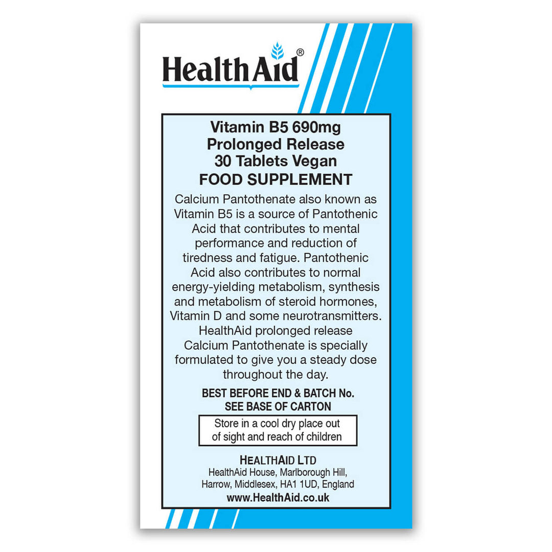 Vitamin B5 690mg (Calcium Pantothenate) Tablets – HealthAid®