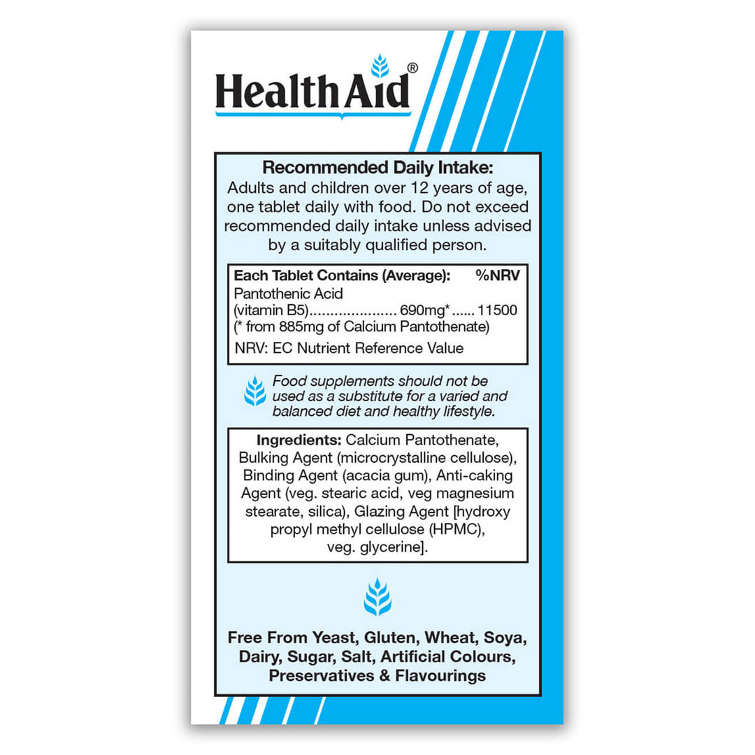 Vitamin B5 690mg (Calcium Pantothenate) Tablets – HealthAid®