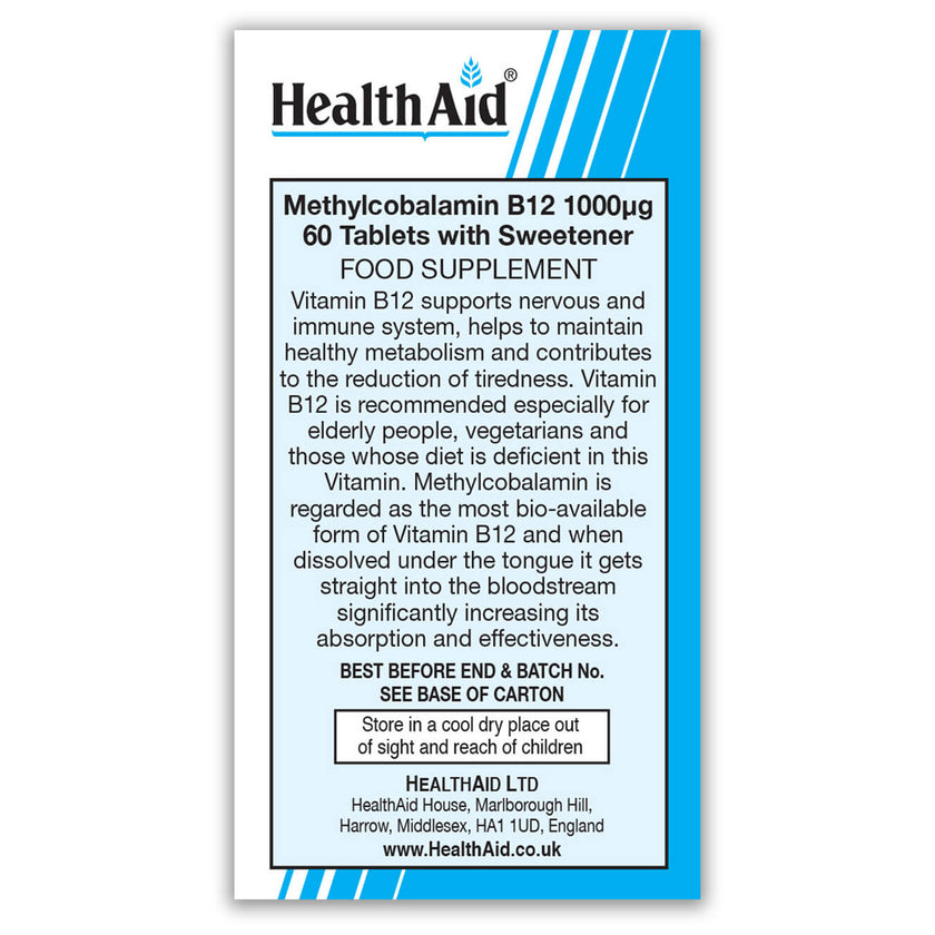 Methylcobalamin Metcobin 1000mcg Tablets – HealthAid®