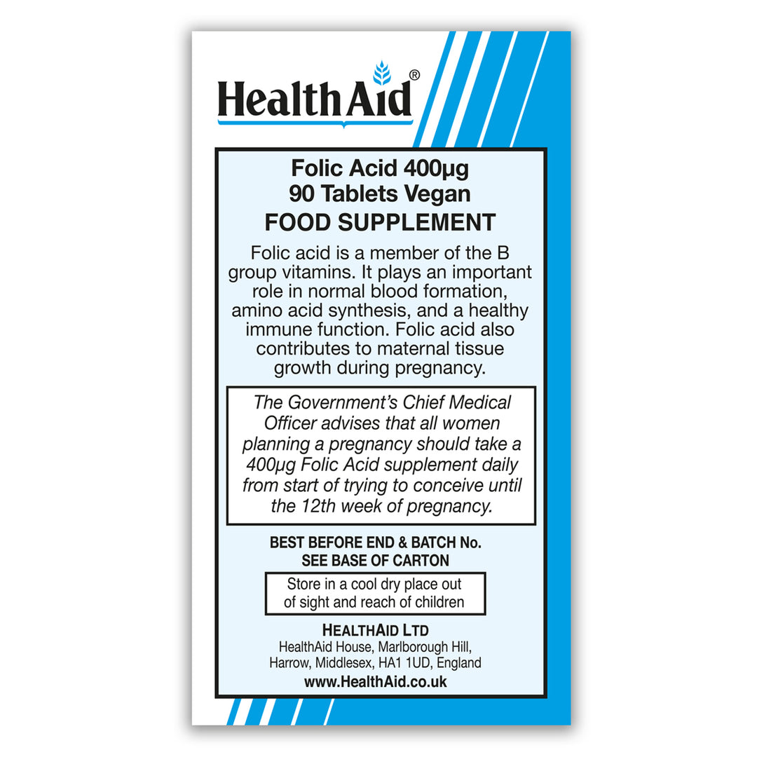 Folic Acid 400µg Tablets – HealthAid®