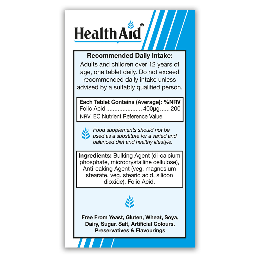 Folic Acid 400µg Tablets – HealthAid®
