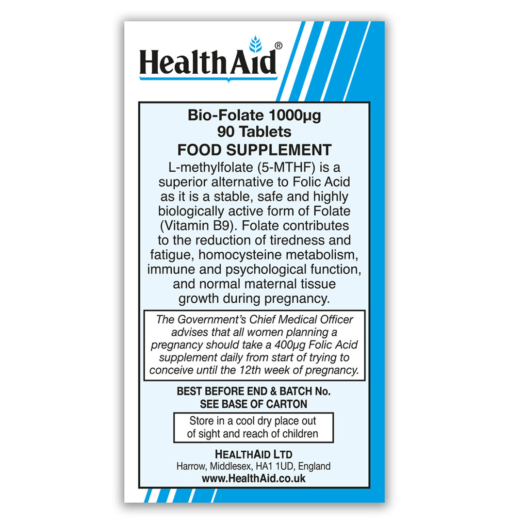Bio-Folate 1000ug Tablets – HealthAid®