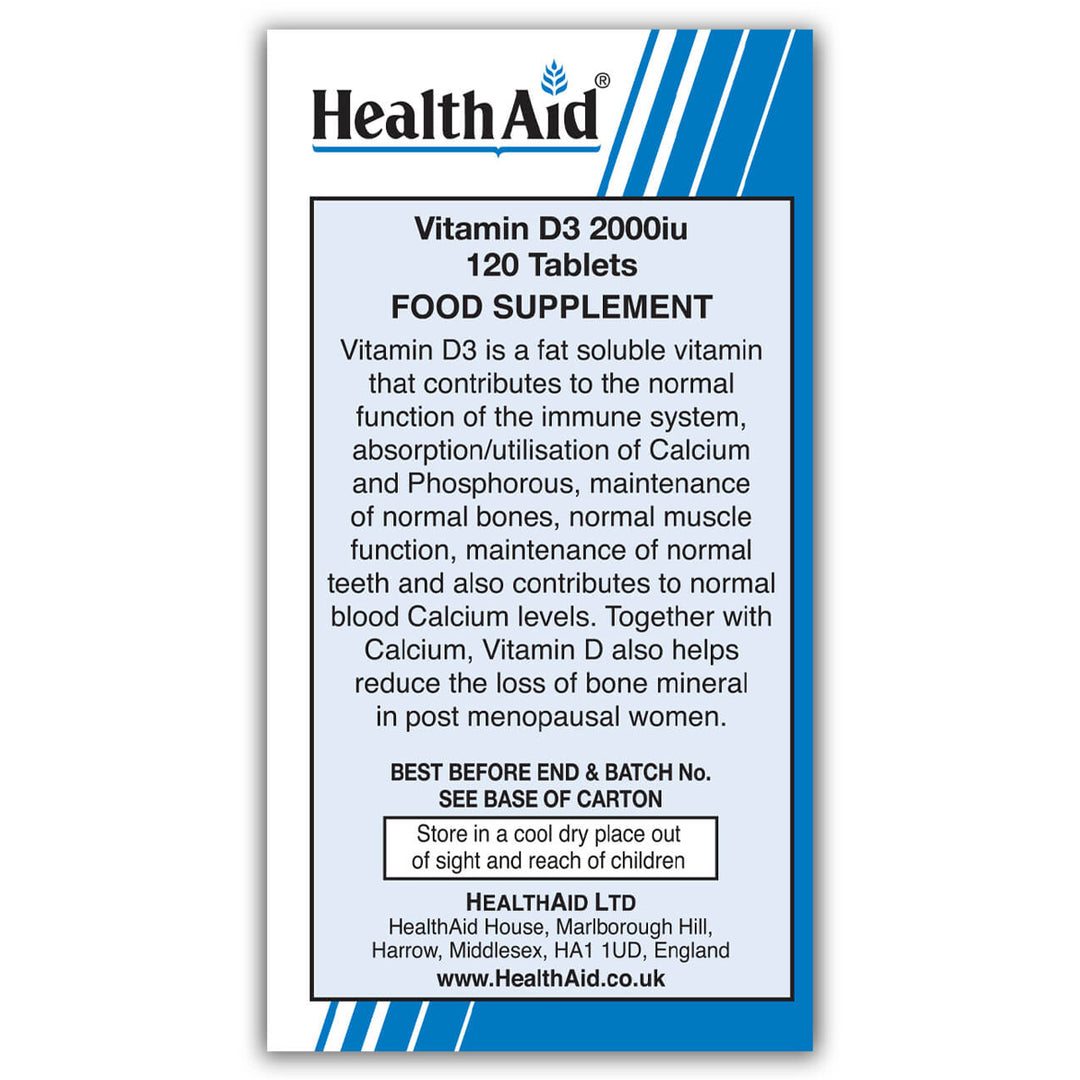 Vitamin D3 2000iu Tablets – HealthAid®
