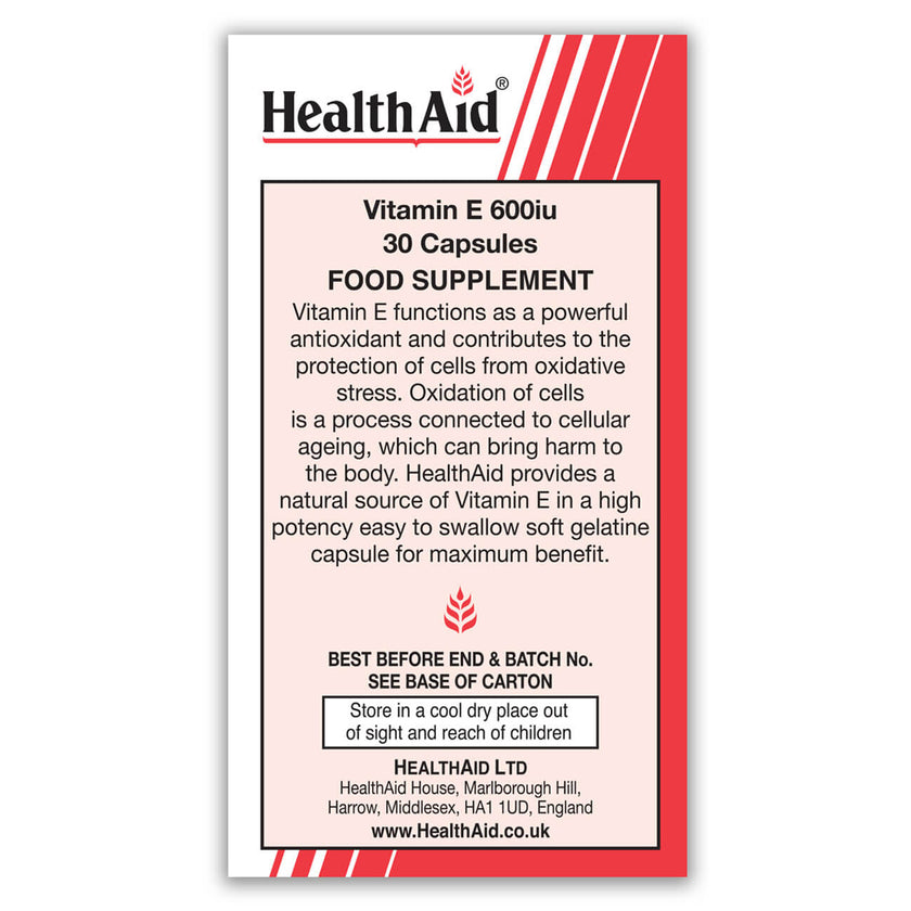 Vitamin E 600iu Capsules – HealthAid®