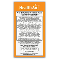 A to Z Multivit Tablets, Energy, Immunity, Brain Health | HealthAid ...