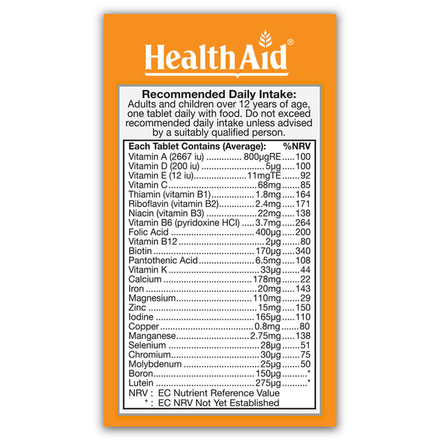 A to Z Multivit Tablets, Energy, Immunity, Brain Health | HealthAid ...