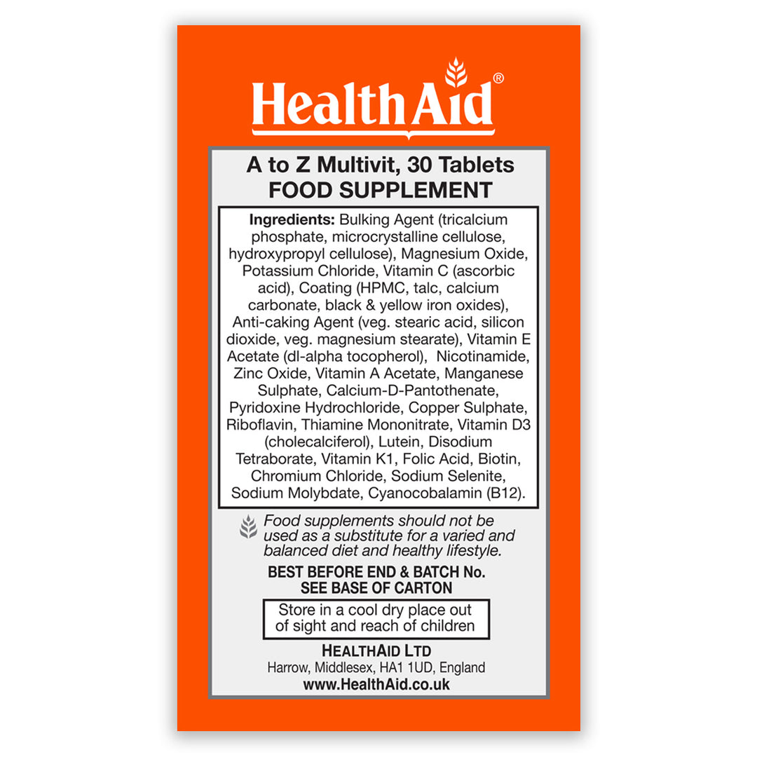 A-Z Multivit Without Iron – HealthAid®