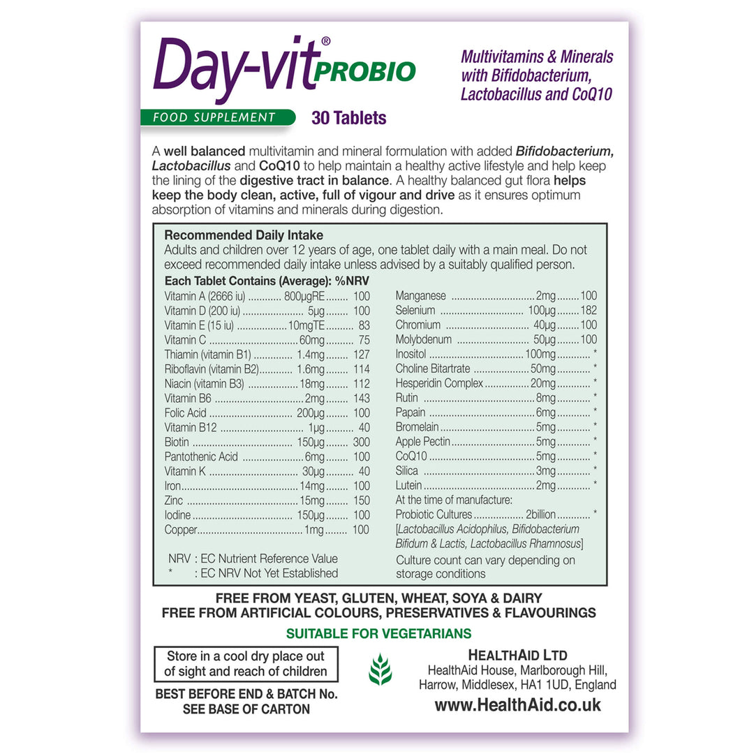 Day-vit® PROBIO Tablets – HealthAid®
