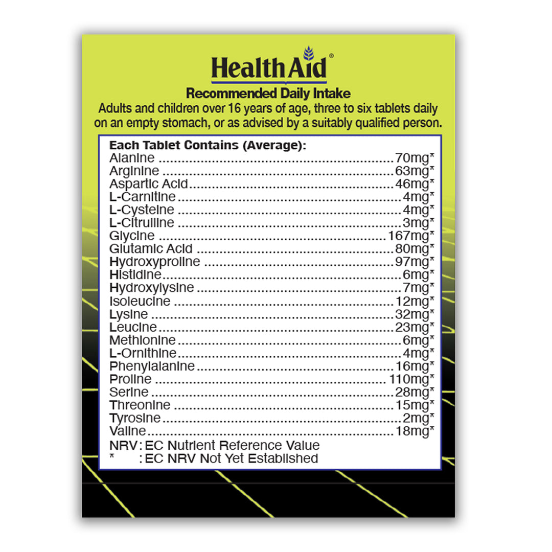 Free Form Multi Amino Acids Tablets, Muscles, Protein | HealthAid ...