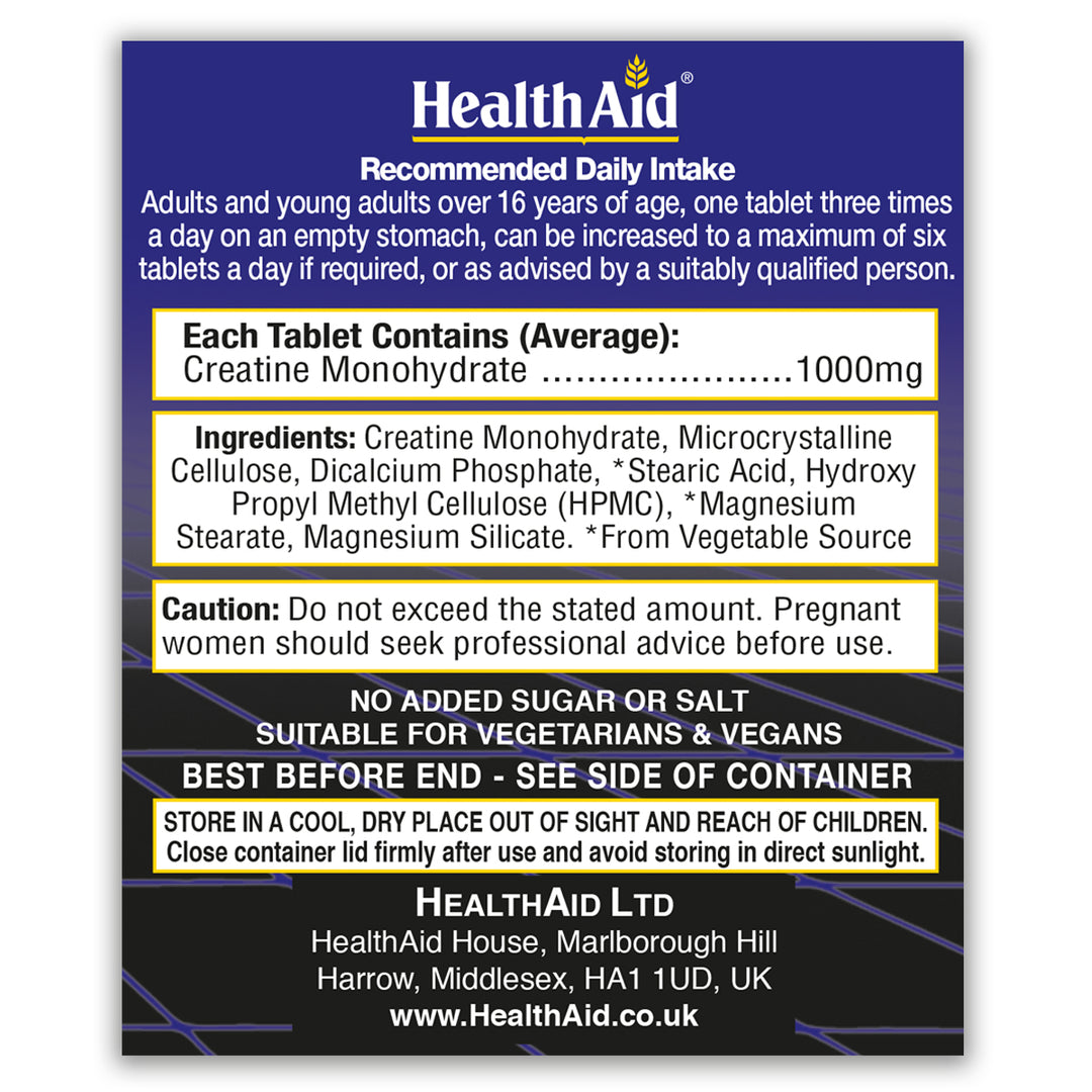 Creatine Monohydrate 1000mg Tablets – HealthAid®