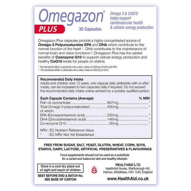 Omegazon Plus (CoQ10) Capsules – HealthAid®