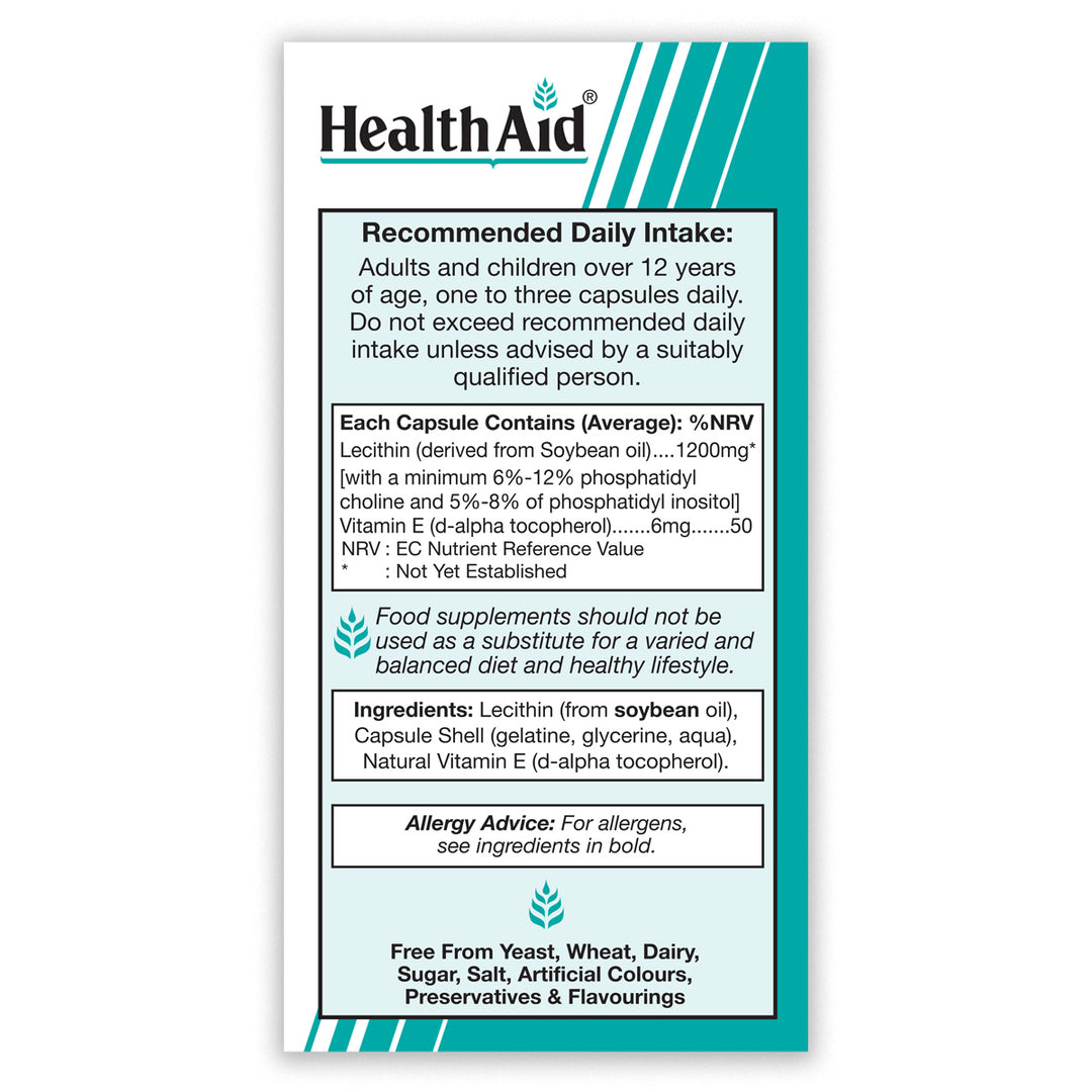 Lecithin 1200mg (unbleached) Capsules – HealthAid®