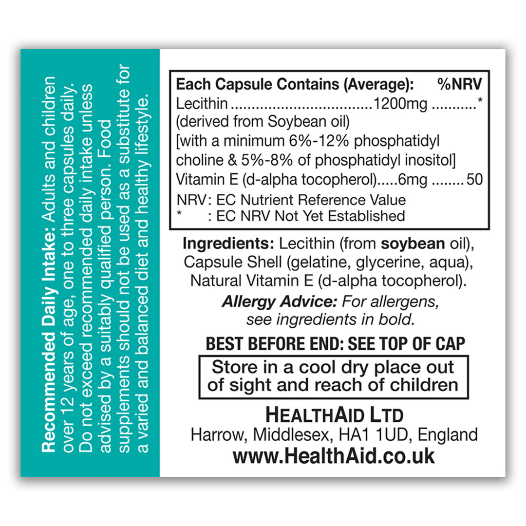 Lecithin 1200mg (unbleached) Capsules – HealthAid®
