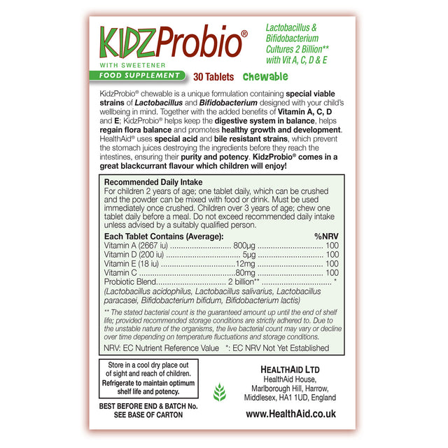 Kidz Probio (2 Billion) Tablets – HealthAid®