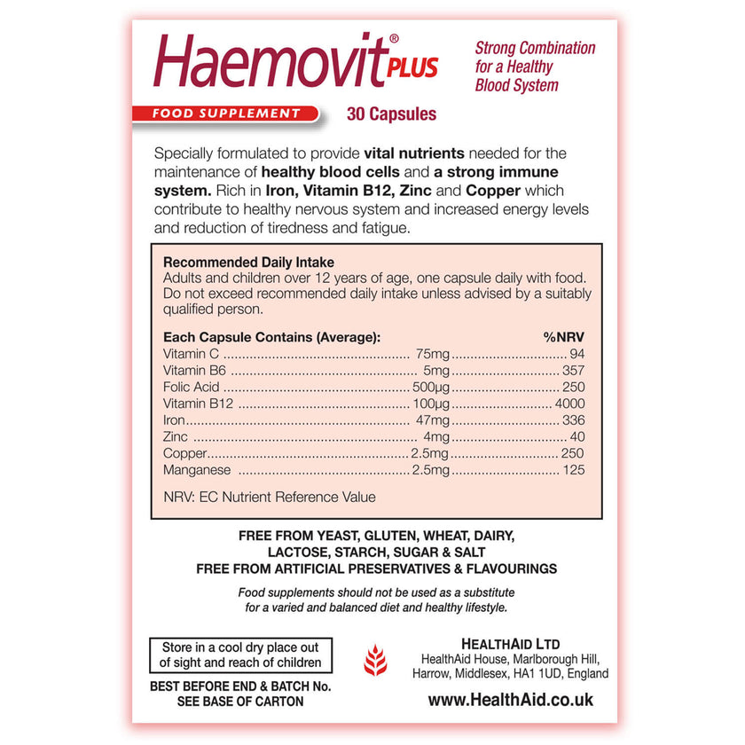 Haemovit Plus Capsules – HealthAid®