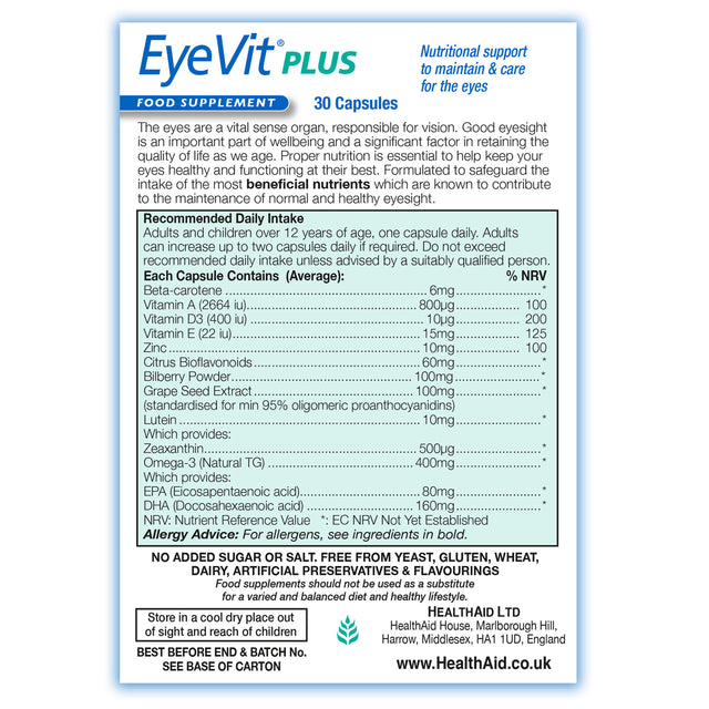 EyeVit Plus Capsules – HealthAid®