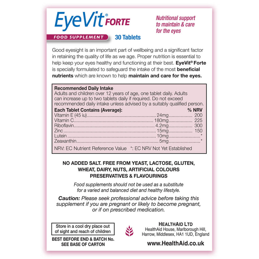 EyeVit® Forte Tablets – HealthAid®