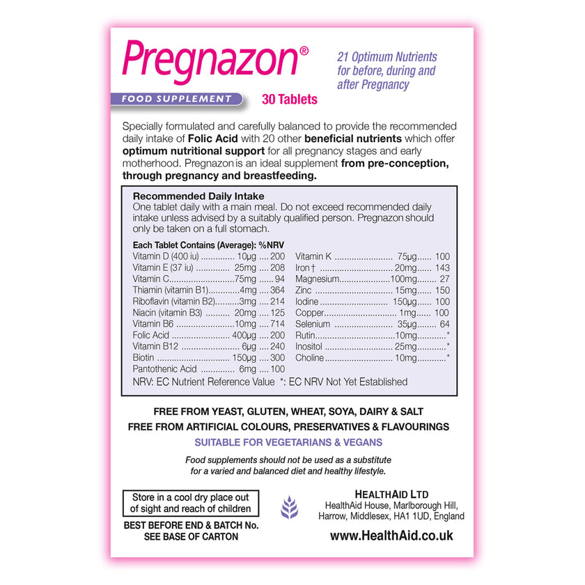 Pregnazon® Tablets – HealthAid®