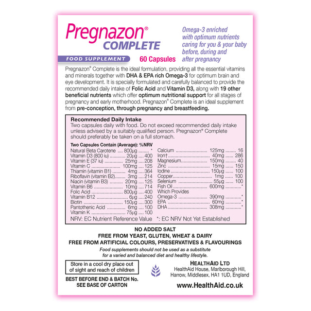 Pregnazon® Complete Capsules – HealthAid®