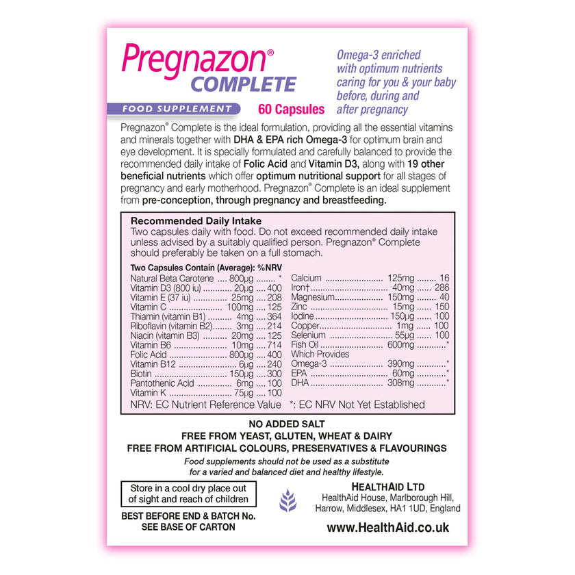 Pregnazon® Complete Capsules – HealthAid®