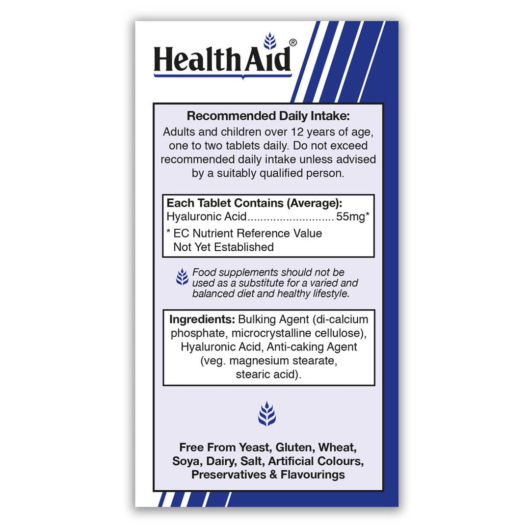 Hyaluronic Acid 55mg Tablets – HealthAid®