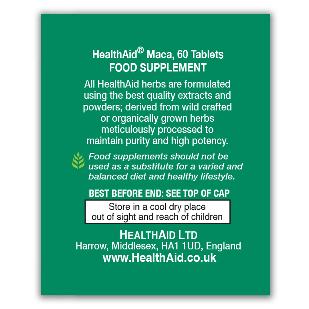 Maca 500mg Tablets – HealthAid®