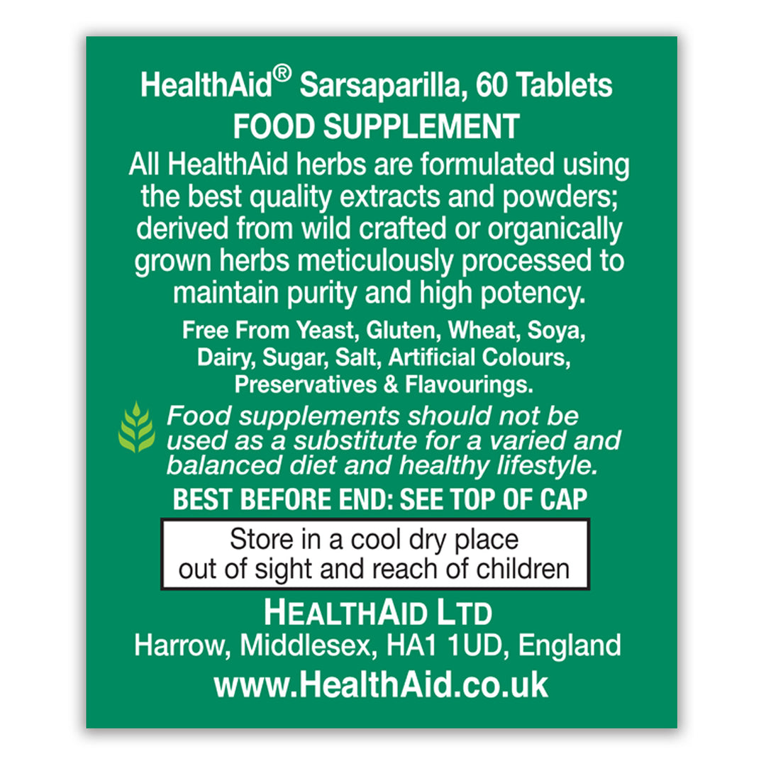 Sarsaparilla 560mg Tablets – HealthAid®